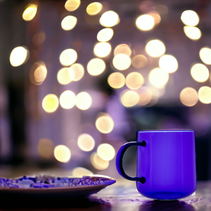 SZKLANKA SZKLANA KUBEK DO KAWY I HERBATY 310 ml. 8,7 cm GRANATOWA | | sklep.sokomedica.pl